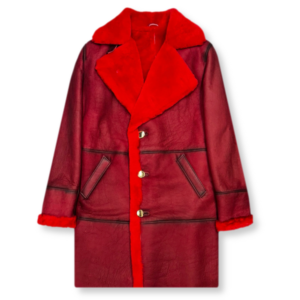 David Edwards Dufner Long Shearling Coat PS180 Red NEFNYC – New Edition ...